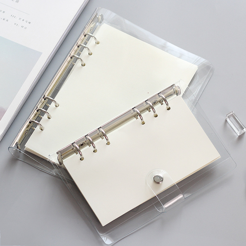 A5/A6 6 hole Transparent Binder Glitter Transparent Zipper Binder K-pop ...