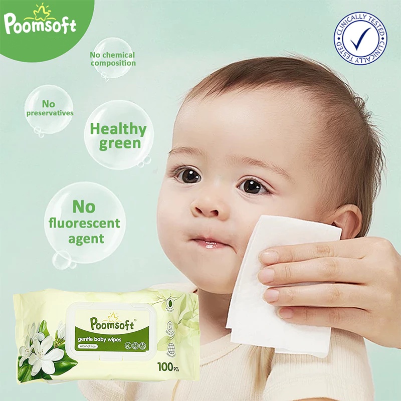 Poomsoft 5 Packs x 100 Sheet Jasmine Scented No-Alcohol Gentle Baby ...