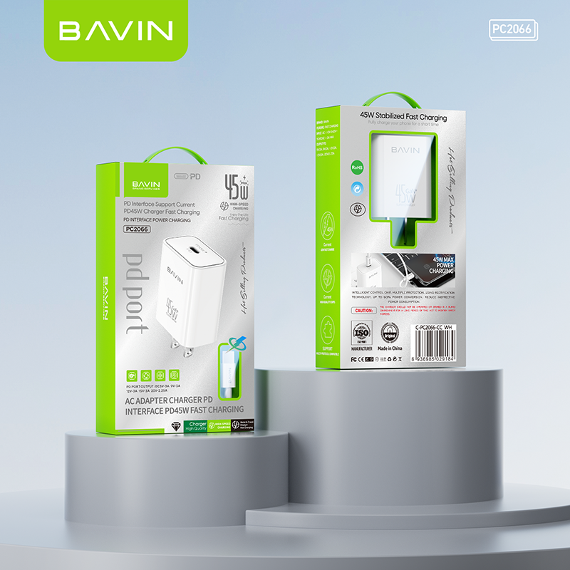 BAVIN PC2066 GaN 45W PD Fast Charging AC Adapter Compatible for Android & iPh Devices | Shopee ...