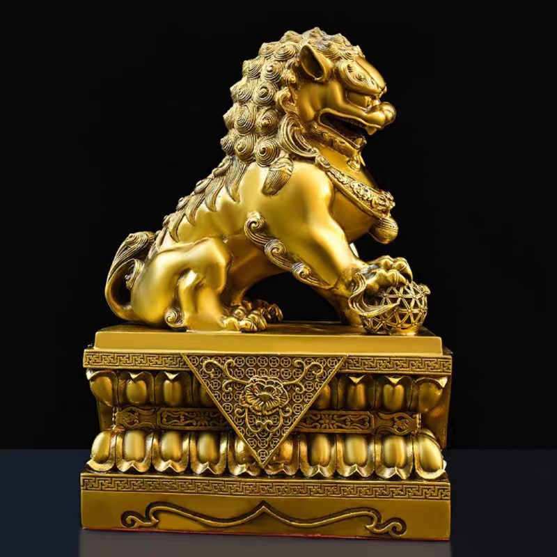 LARGE Brass Temple Dog statue LARGE BRONZE Fu Do Statue LARGE TANSO Fu ...
