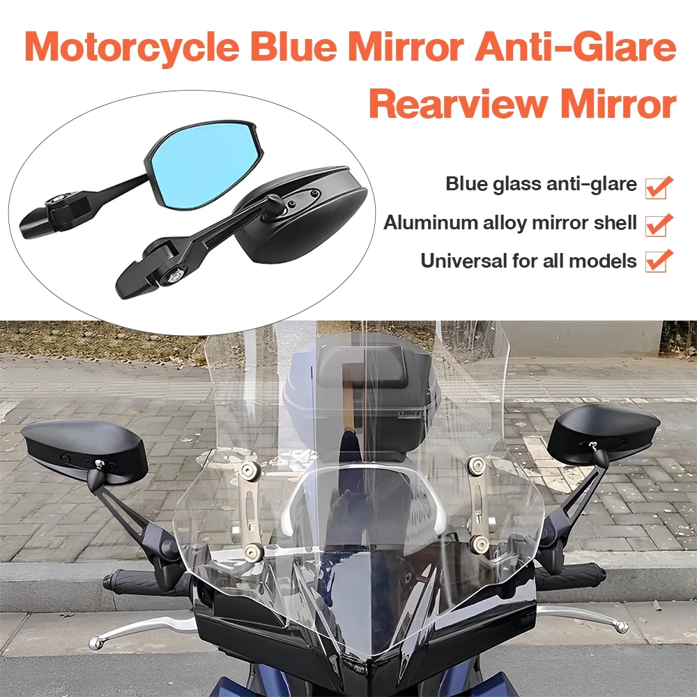 Motorcycle Side Mirror Blue Lens Adjustable Anti-glare AOS6 Mirror rear ...