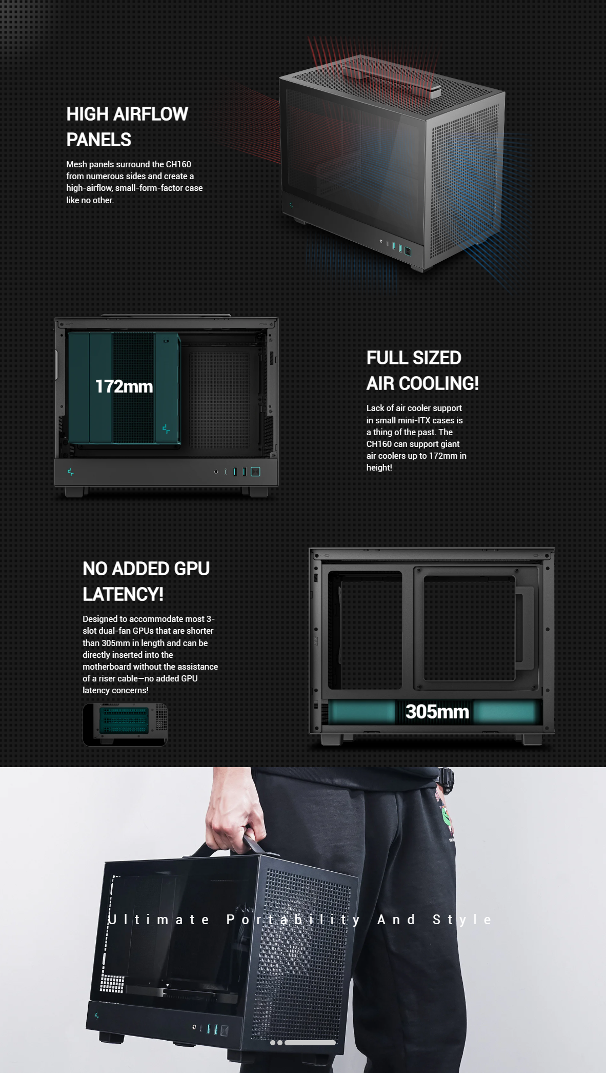 Deepcool CH160 Ultra-Portable Mini-ITX Case Black / White | Shopee ...