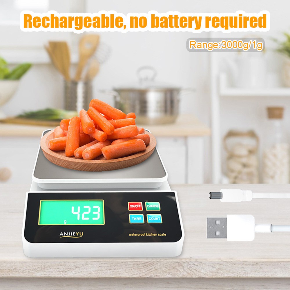 6kg/0.5g Waterproof Food Digital Weighing Scale Rechargeable Scale ...