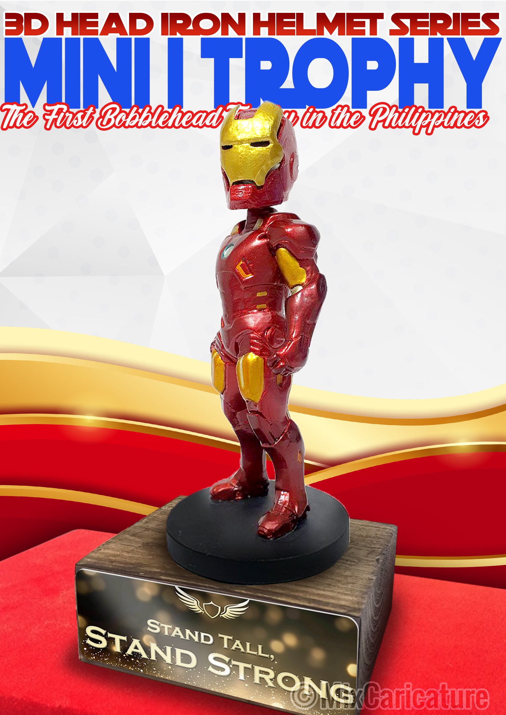 VIP Custom 3D face Iron Helm Trophy - Model C Free Base(w/ Shiny Metal ...