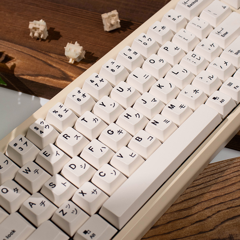 Minimalist Cream White WOB keycap Japanese Katakana Cherry 1.7mm PBT ...