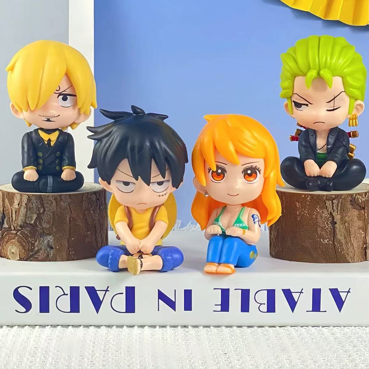 4PCS One Piece Luffy action figure Zoro Sanji anime figure sitting pose ...