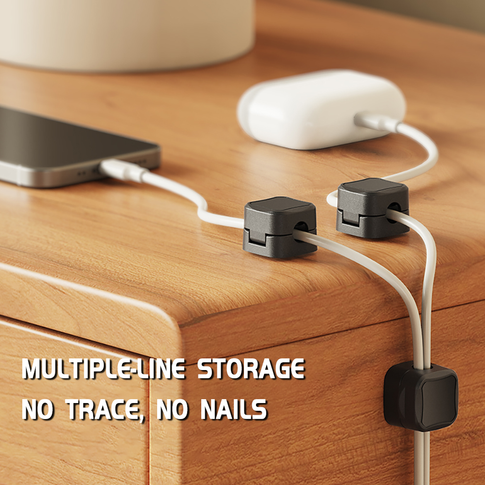 6/12pcs Square Magnetic Cable Clips Desk Cable Management Adhesive Wire ...