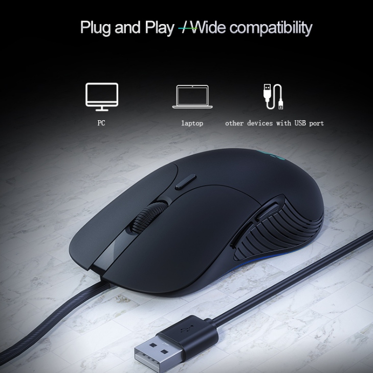 Inphic Wired Gaming Mouse 6 Buttons Programmable RGB Light Ergonomics ...