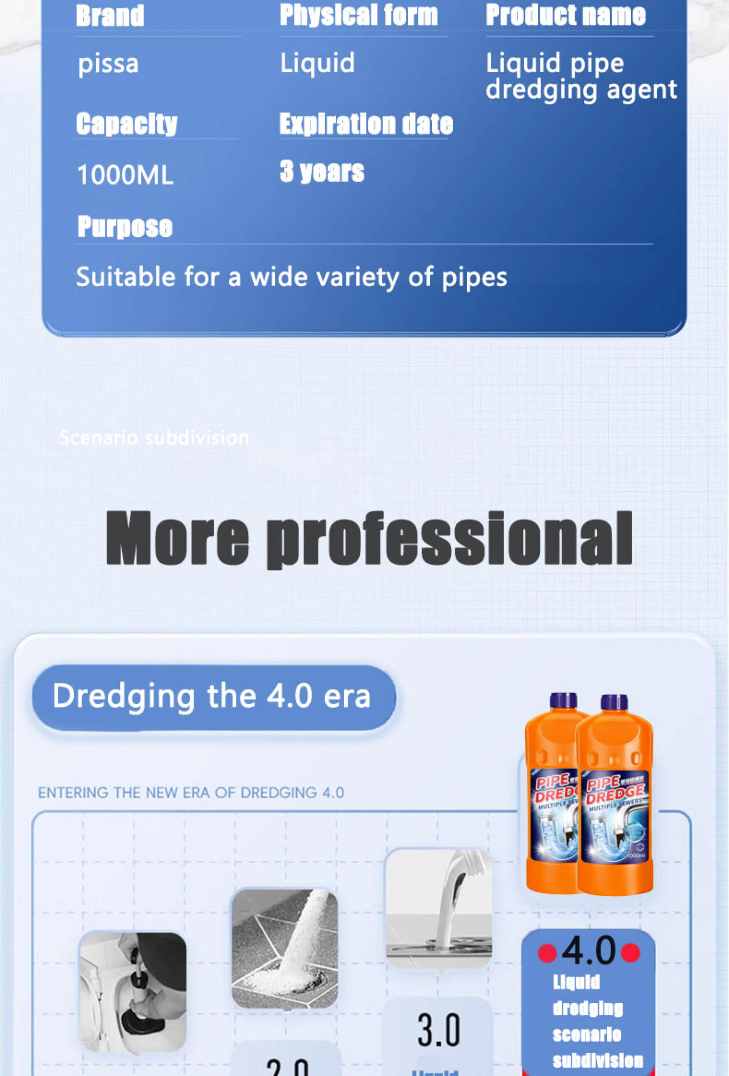 Effective Drain Remover Home Clean Pipeline Dredge Helper Pipe cleaner ...