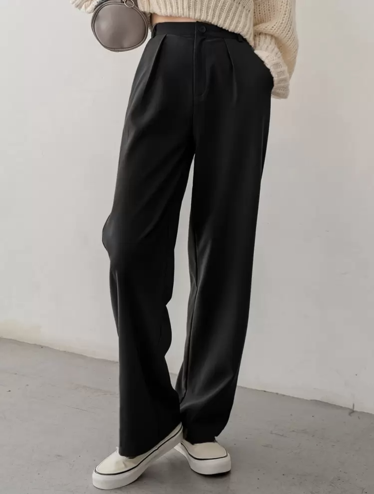 Mannered Women's Korean High Waist Casual Trouser Pants Wide Leg Pants ...