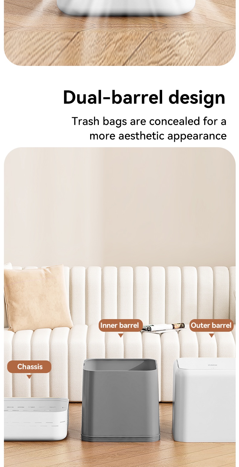 Deli Vusign 16L Smart Trash Can Negative Pressure Suction Square ...