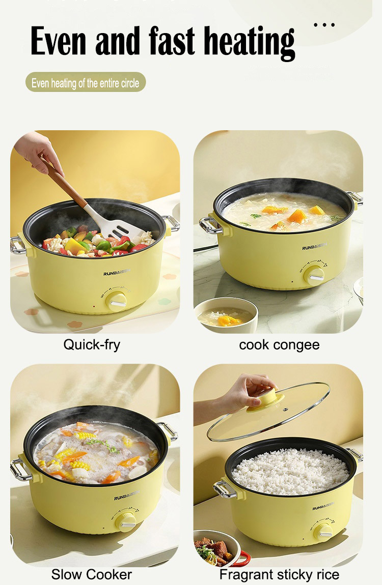 5L Large Capacity Electric Cooker Multi-function Cooker 1000W Non-stick ...