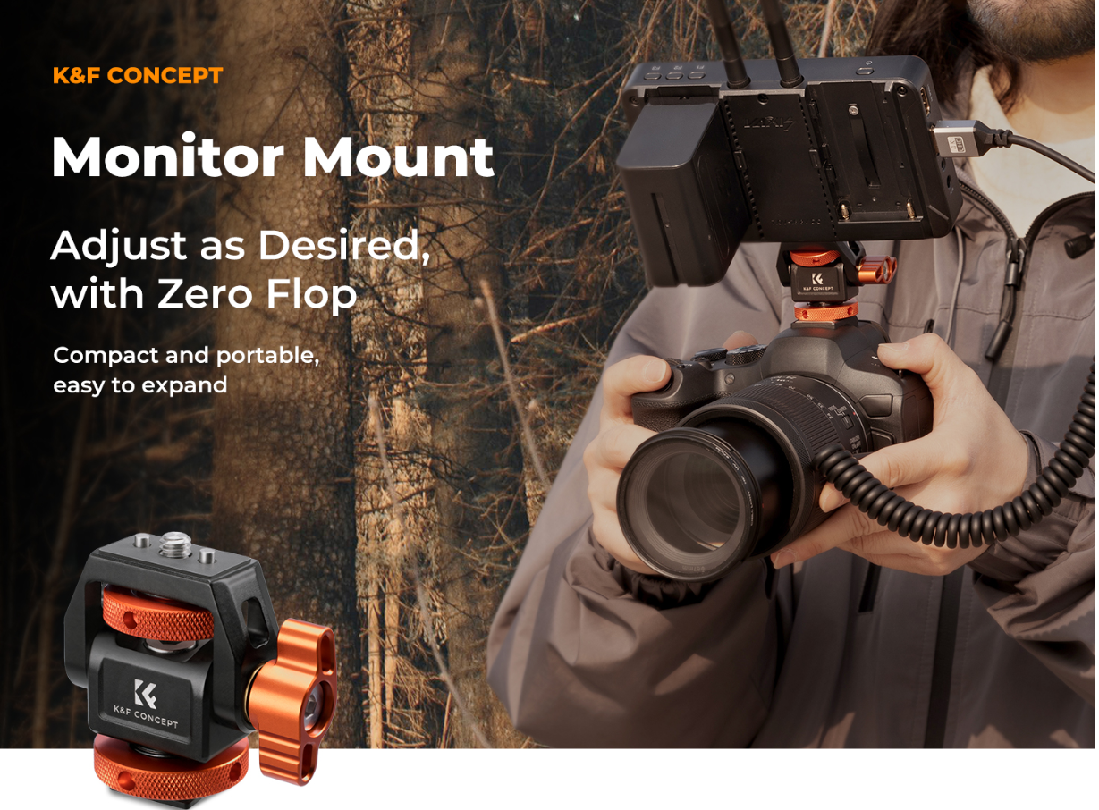 K&F Concept Lightweight Field Monitor Mount Holder with Cold Shoe & 1/4 ...