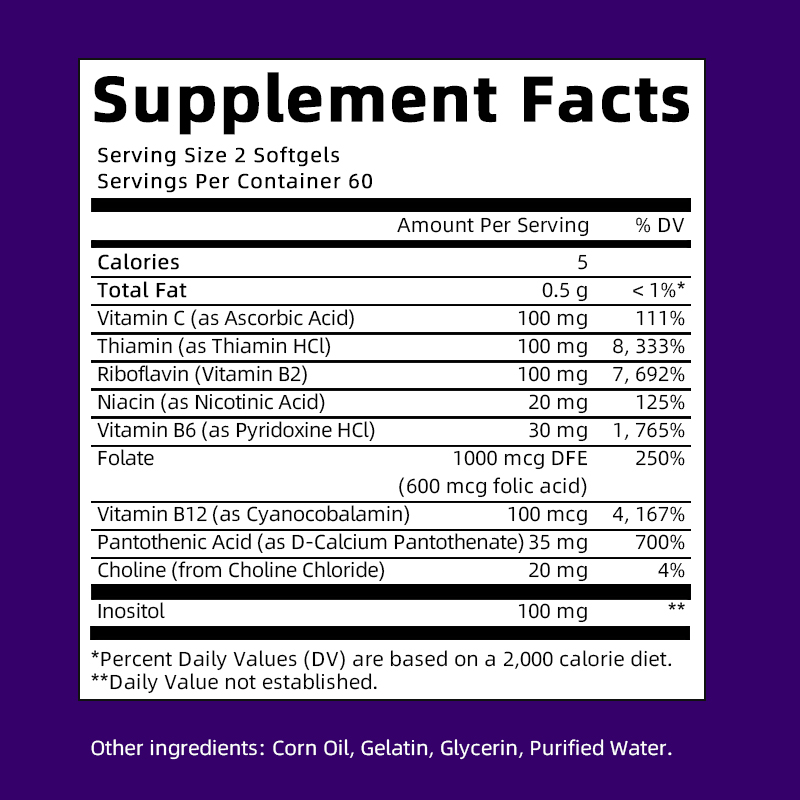 MULITTEA Vitamin B Complex-120 Capsules-Complex With B12,B2,B3,Immune ...