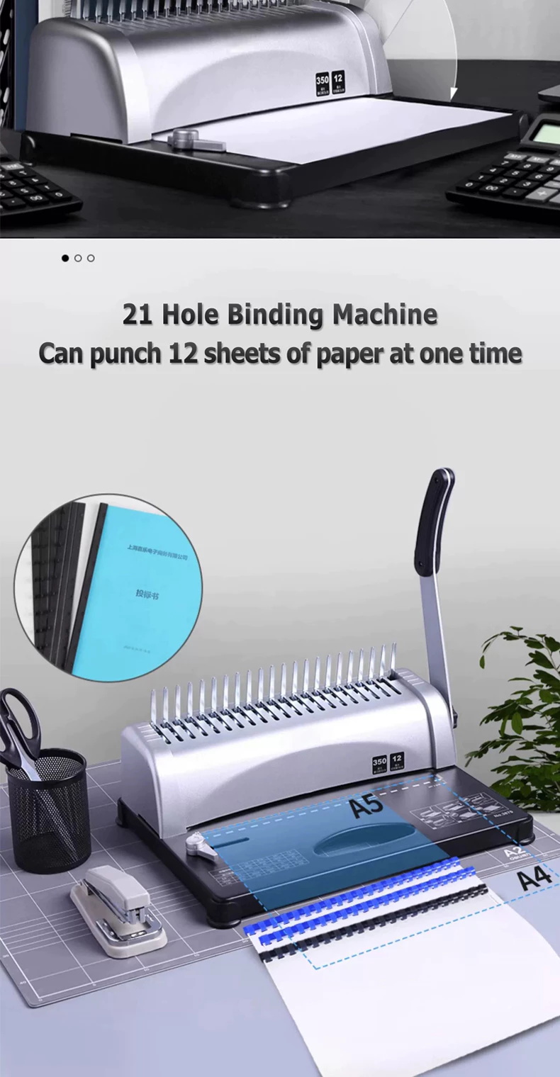 Binding Machine Ring / Comb Binding Machine A3/A4 Size Office 21 Holes Comb Binding Machine ...