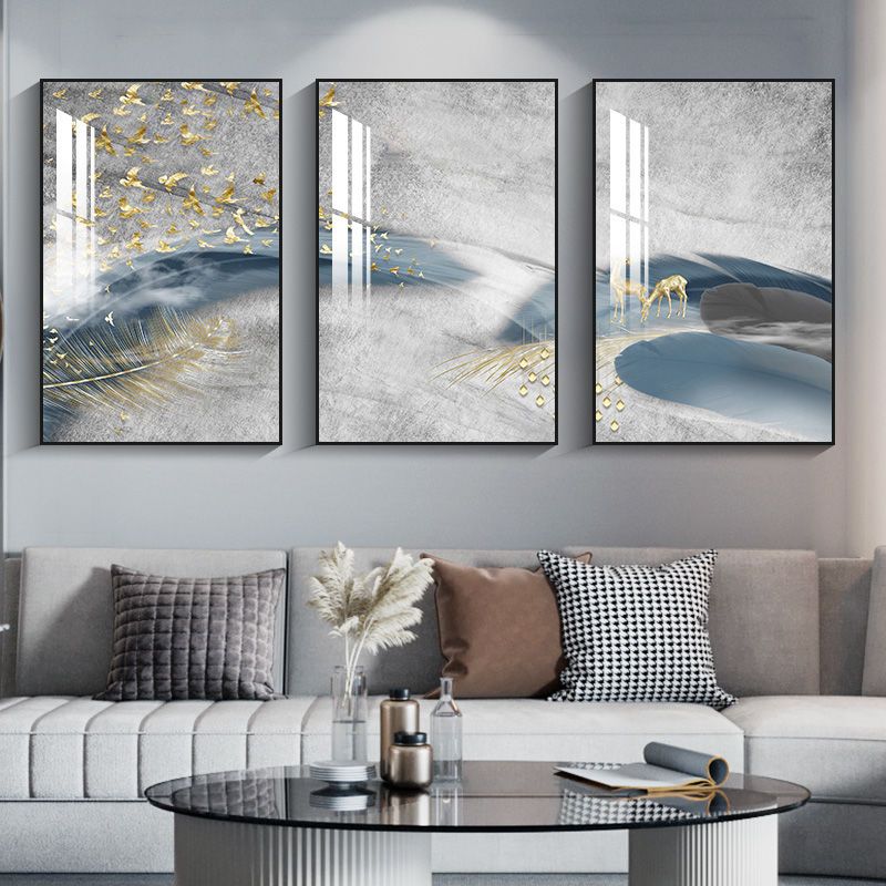 Light luxury aesthetic home decors living room 3pcs set mural wall ...