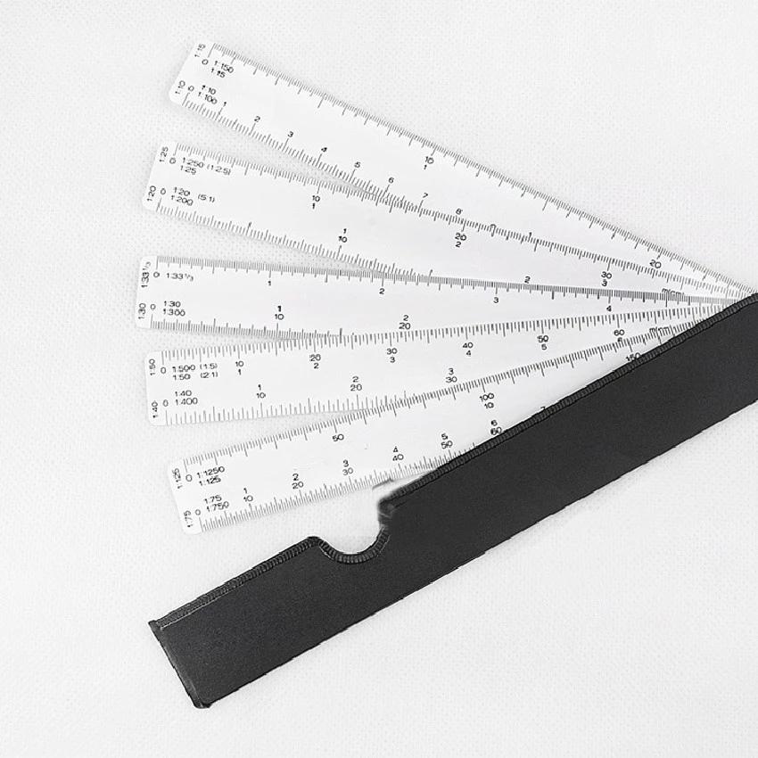 Folding Ruler Fan Scale Multi Ratio Measure Scale for Interior Design ...