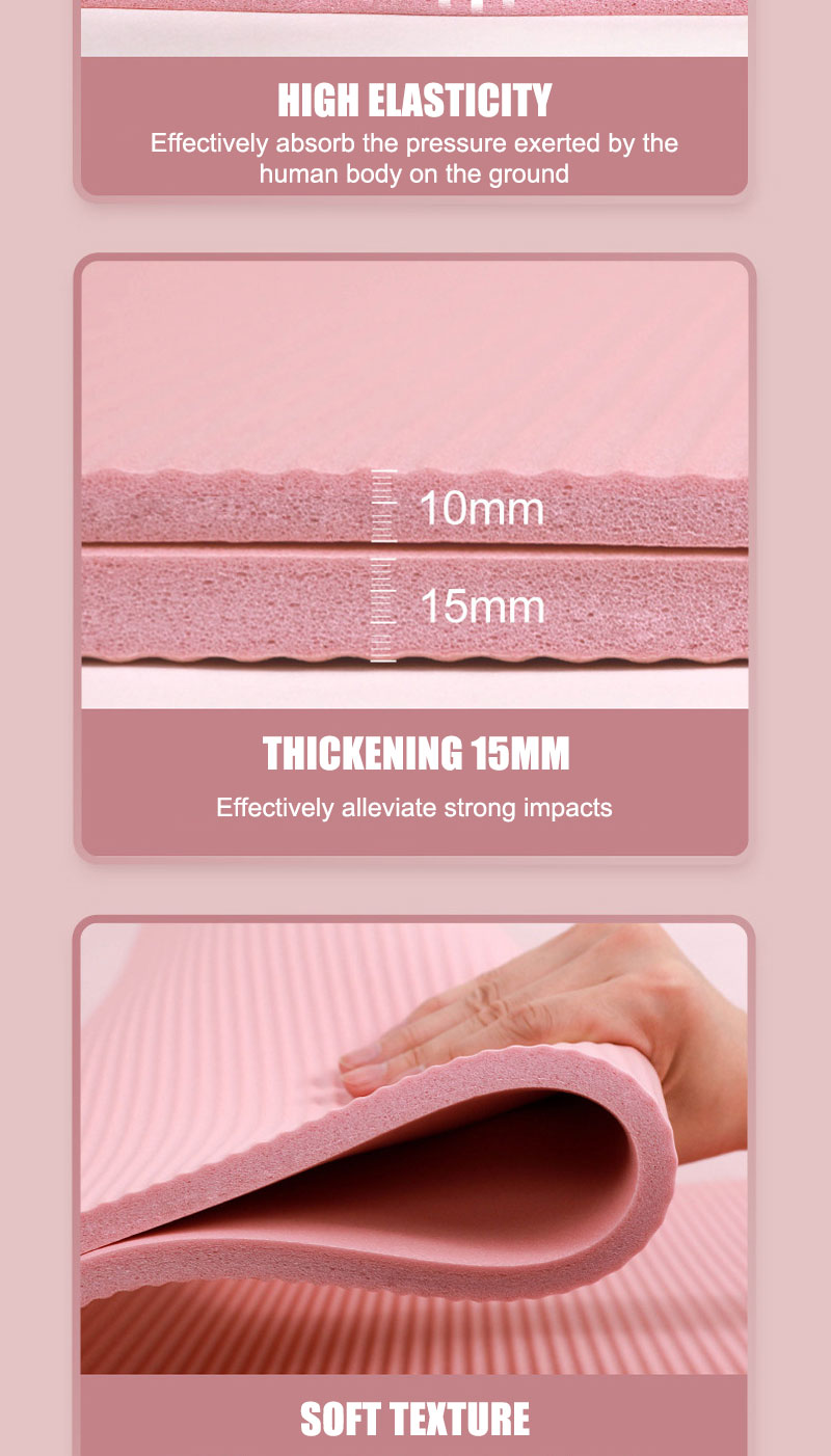 【FREE GIFT】15MM NBR Yoga Mat Non Slip Exercise Workout Mat Widening ...