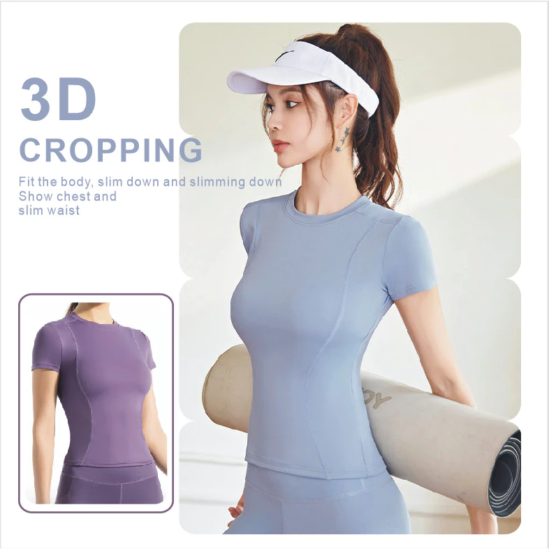 【COD】Yoga Shirts Women Compression Shirt Gym Top Sports Short Sleeved T-Shirt Workout Clothes ...