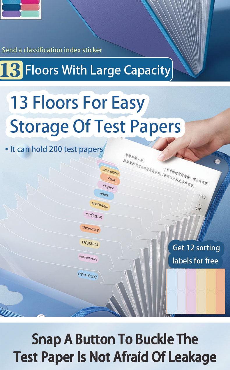 【New】13Layer Handle Folder Long File Organizer Expanding File Folder ...