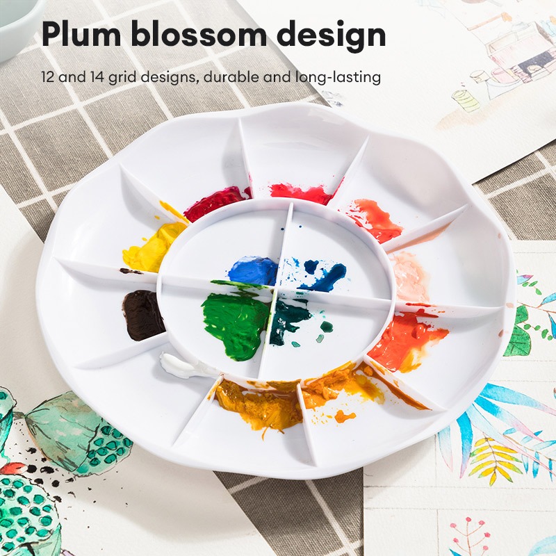Deli 12/14 Grids Paint palette Watercolor Acrylic oil Color Disc PP Art ...