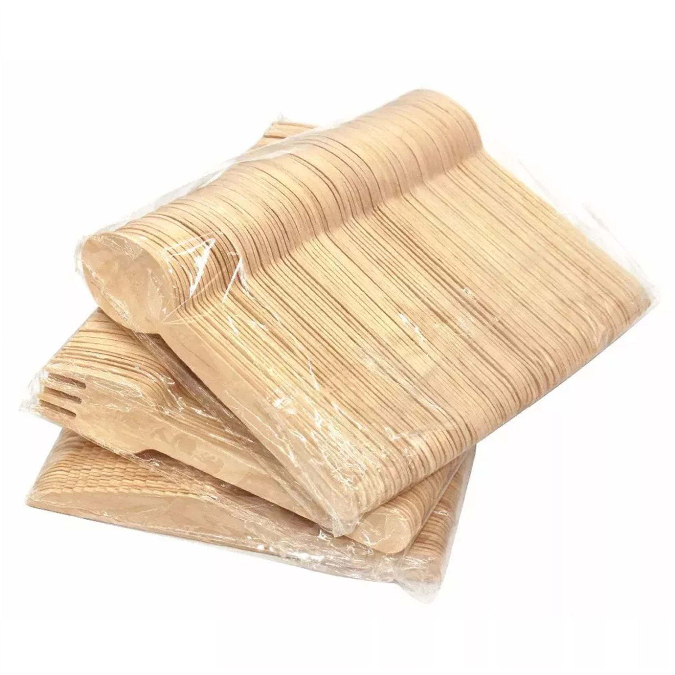 100pcs/Pack Wooden Spoon, Fork And Knife Eco Friendly & Disposable ...