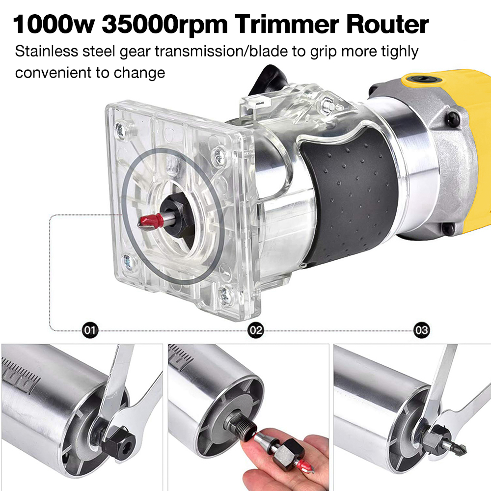 DeWALT Palm wood Router with 15pcs/set Bits Trimmer Professional Power ...