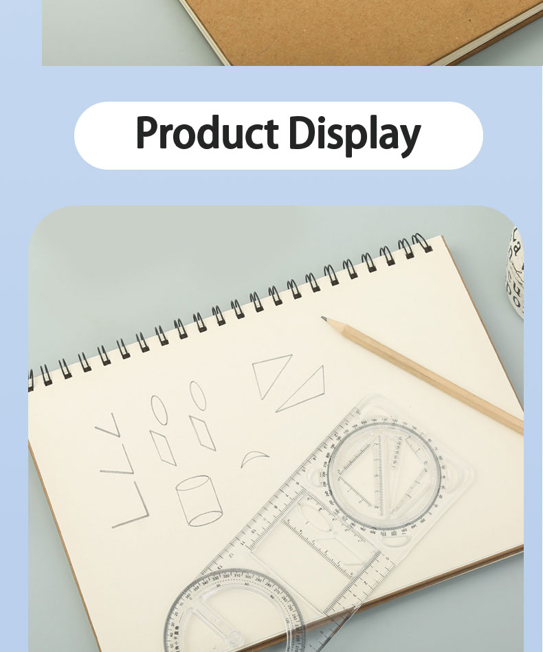 Multi functional 360 ° movable geometric drawing ruler for students ...