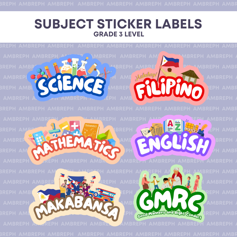 AMBREPH: SUBJECT LABEL STICKERS (SETB) PRICE PER PIECE l NOTEBOOK BOOKS ...