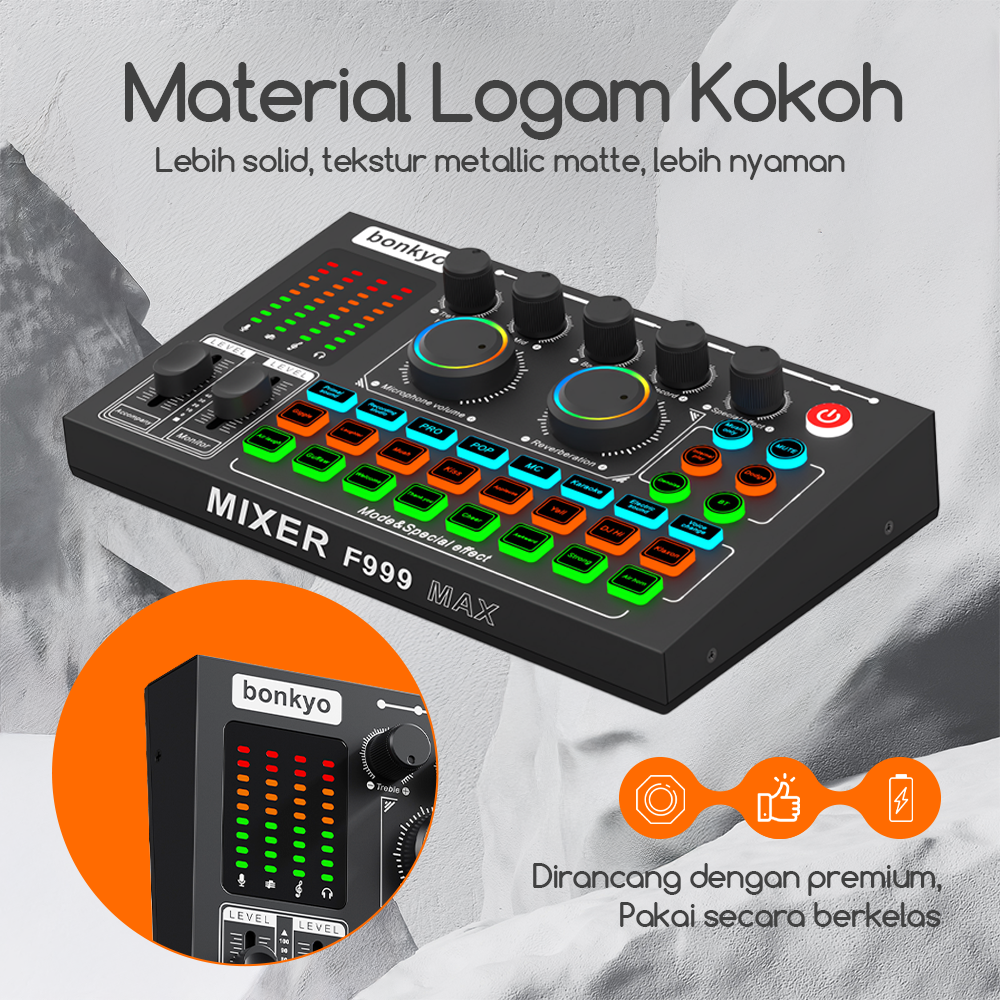 bonkyo F999 Live Soundcard Audio Mixer with Effects Audio Interface ...