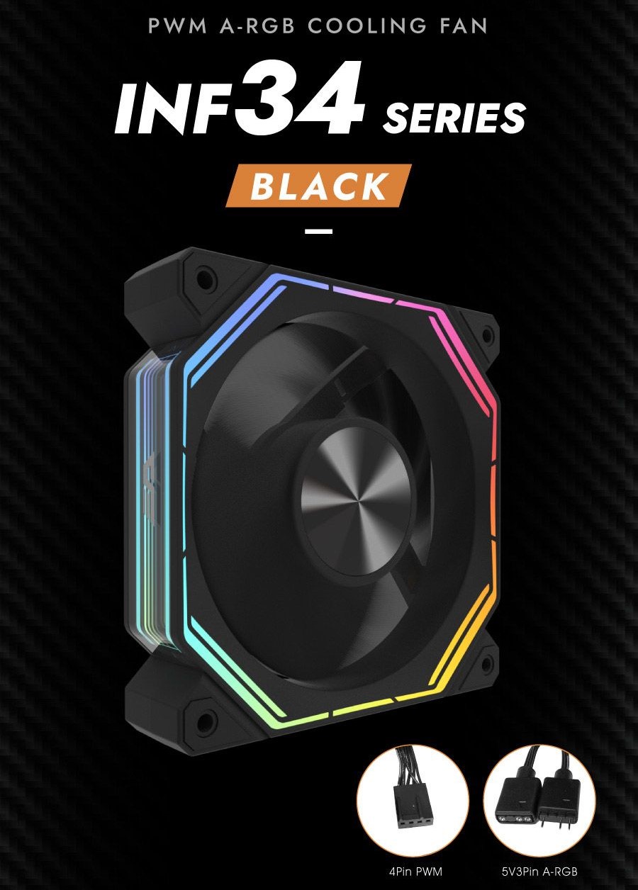 Itw | Darkflash PC Fan Infinity 34 ARGB Cooling PWM Single Fan (Black ...
