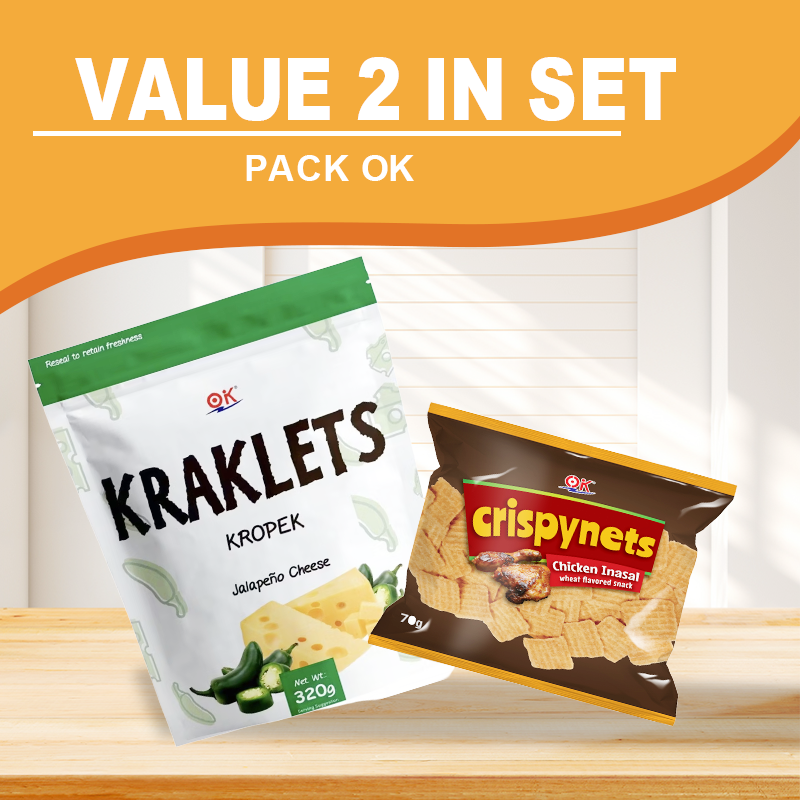 [OK Snacks][2 in 1 set]Kraklets Kropek 320g+CRISPYNETS CHICKEN Chips ...
