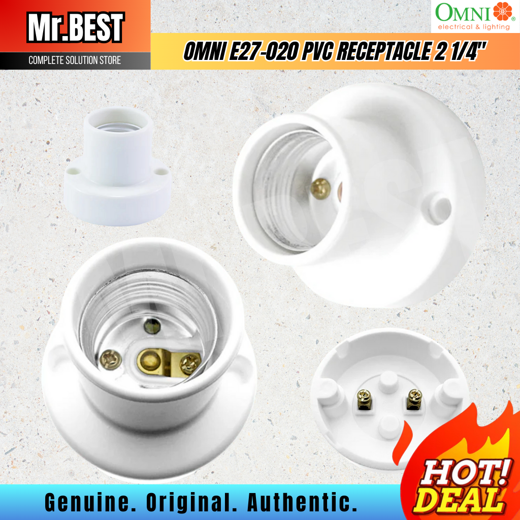OMNI E27 PVC Ceiling Receptacle w/ Screw | Sizes 2-1/4", 3-1/2", 4-1/4 ...