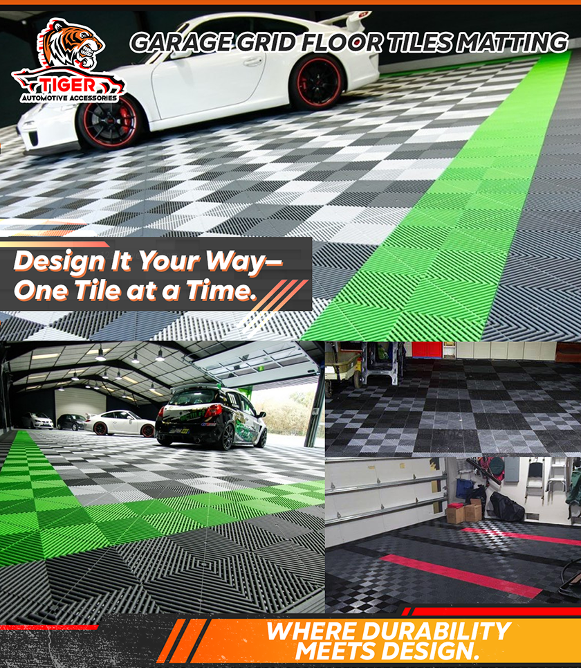 TIGERAUTO Garage Floor Tiles 40x40, Heavy Duty, Anti-Slip, Interlocking ...