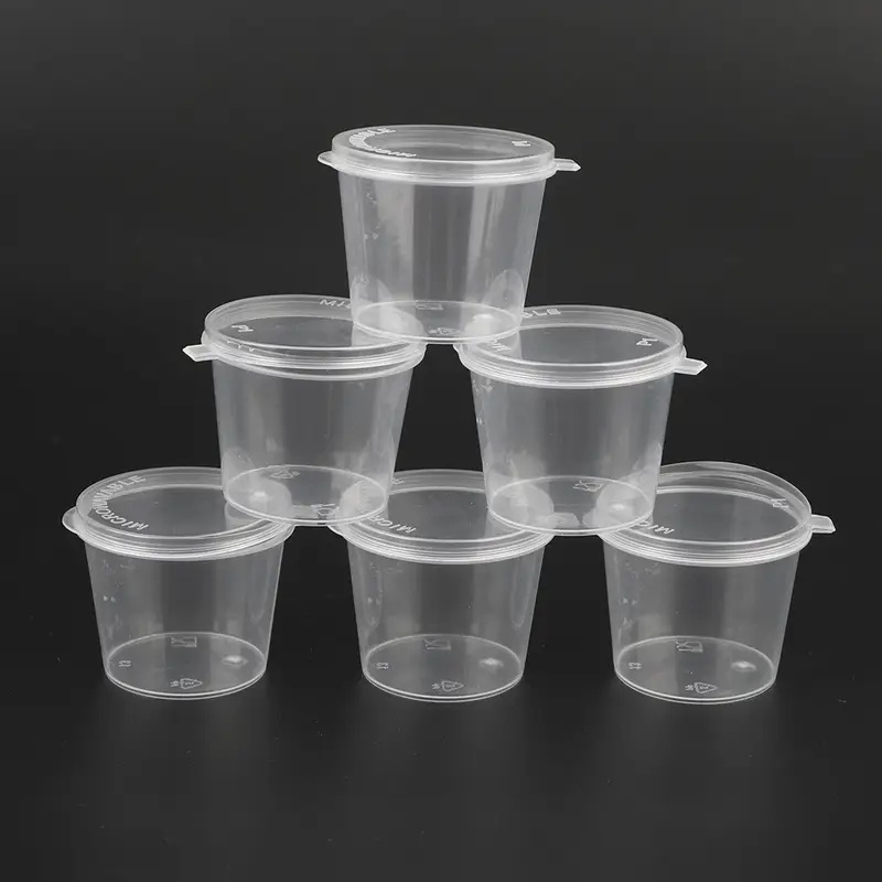 100pcs丨Food Container Portable Hinge Cup Round Plastic Cup Sealed Box ...