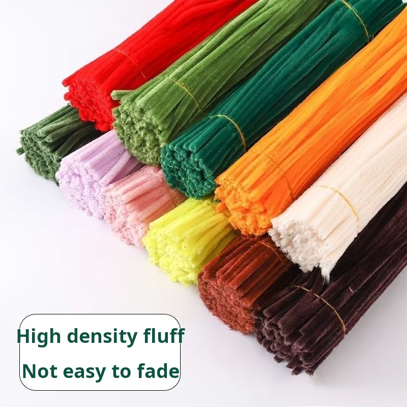 100Pcs DIY Colorful Fuzzy Wire Bouquet Material Twisted Stick Children ...