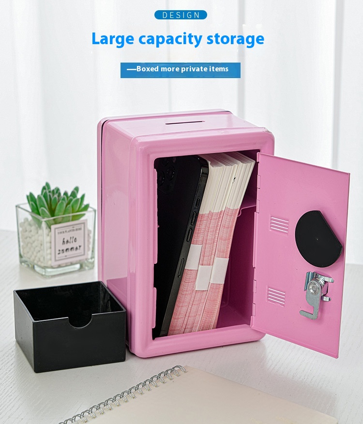 Children's Coin Bank Mini Metal Cash Digital Lock Box with Key Desktop ...