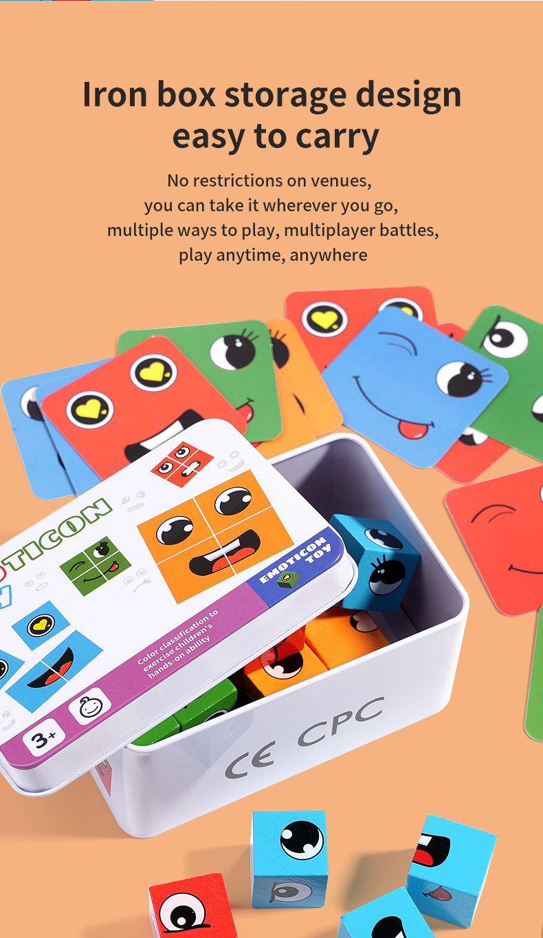 Timi 72pcs Cards Wooden Face Changing Educational Magic Cube Building ...