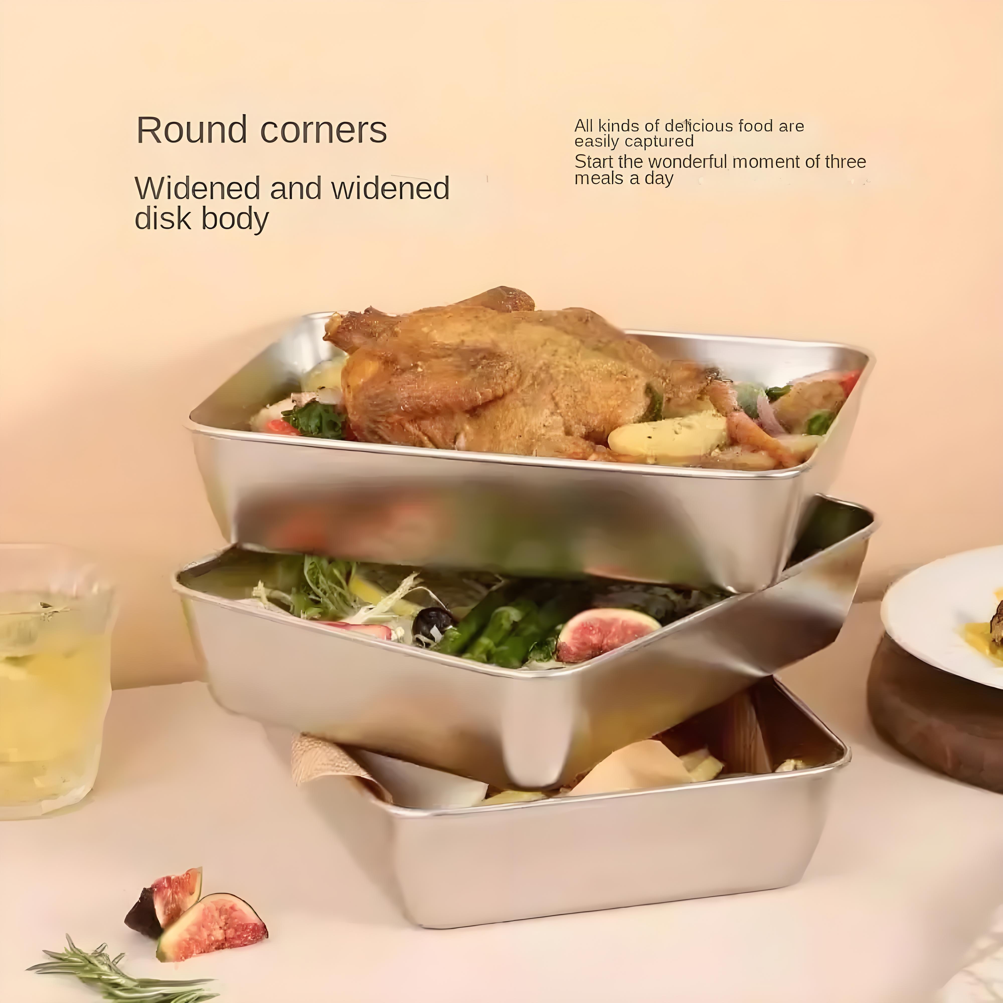 Stainless Steel Food Tray with Lid Food Storage Container Household ...