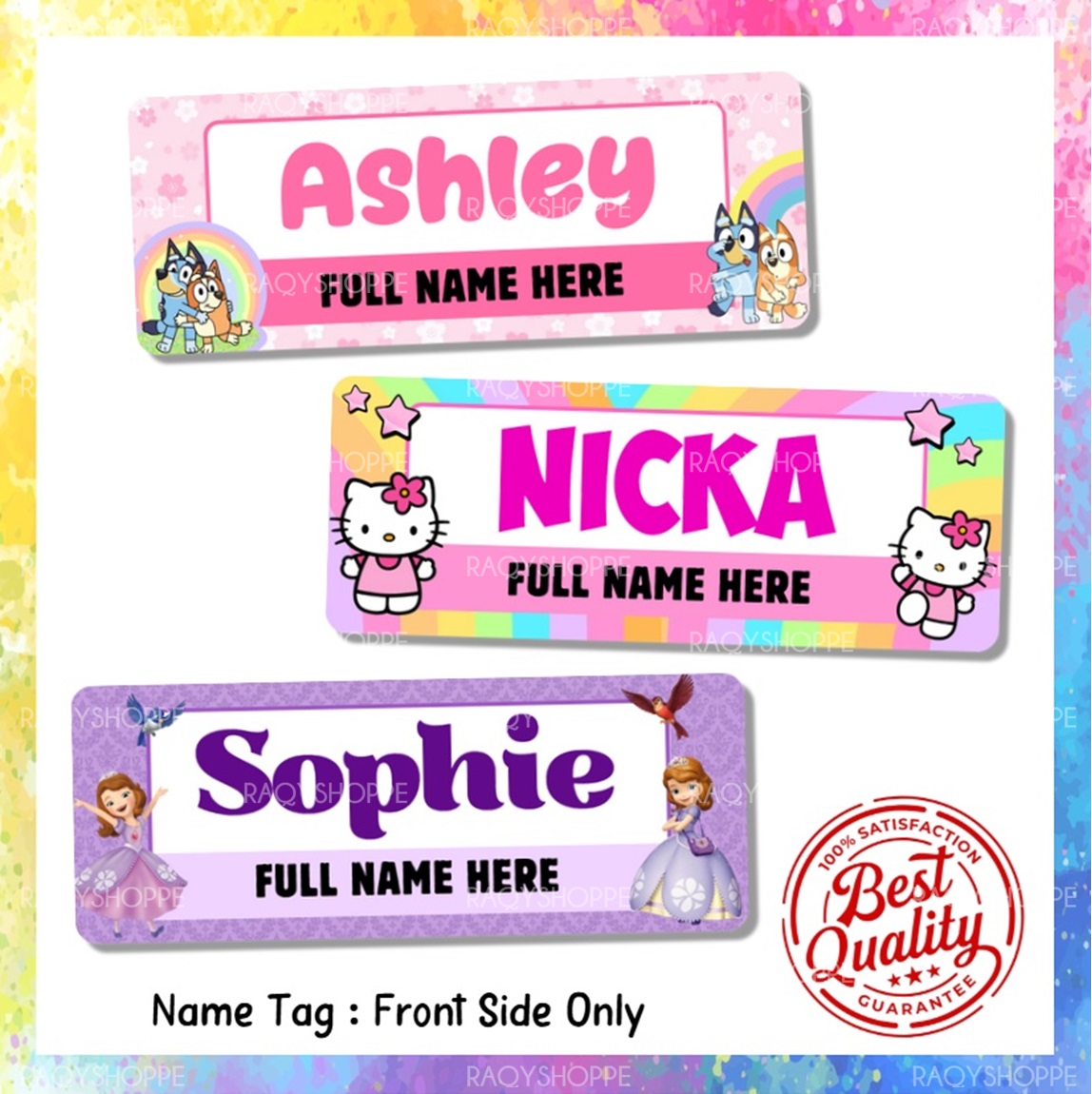 *NEW | Laminated Name Tag/Plate for Girls w/ FREE ID Holder, Subject ...