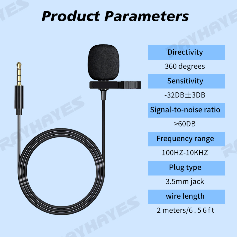 RAYHAYES Lavalier Neck Mic Wired 3.5mm Headset Professional Mic for ...