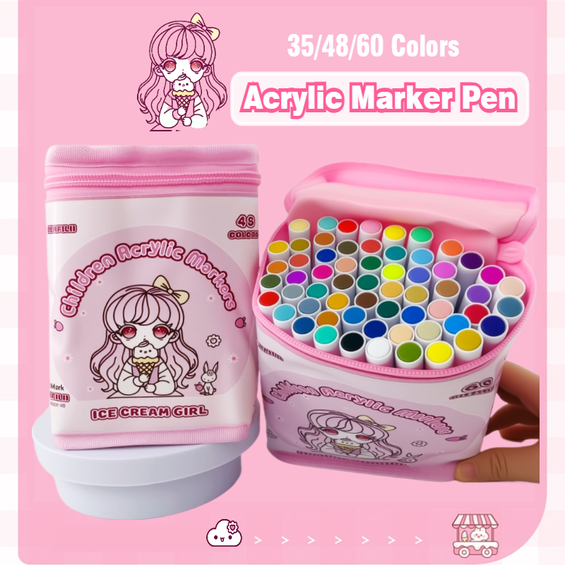 36/48/60 Colors Acrylic Marker Pen Aqueous Paint Marker For Kids DIY ...
