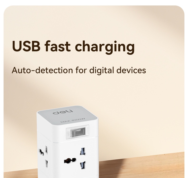 Deli 12 Gangs Fast Charging Universal Vertical Electric Socket ...