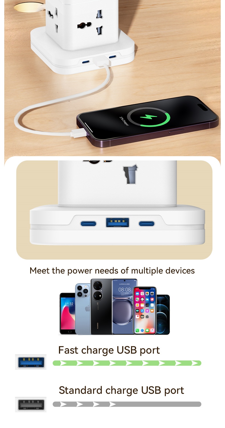 Deli 12 Gangs Fast Charging Universal Vertical Electric Socket ...