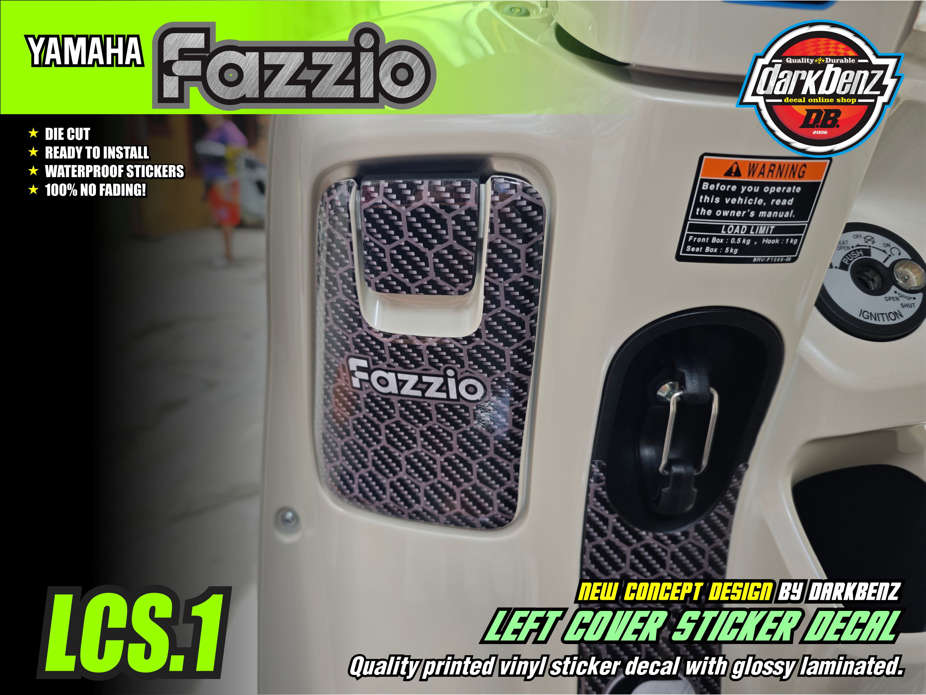Yamaha Mio Fazzio New Left Cover Concept Quality Printed Sticker Decals ...