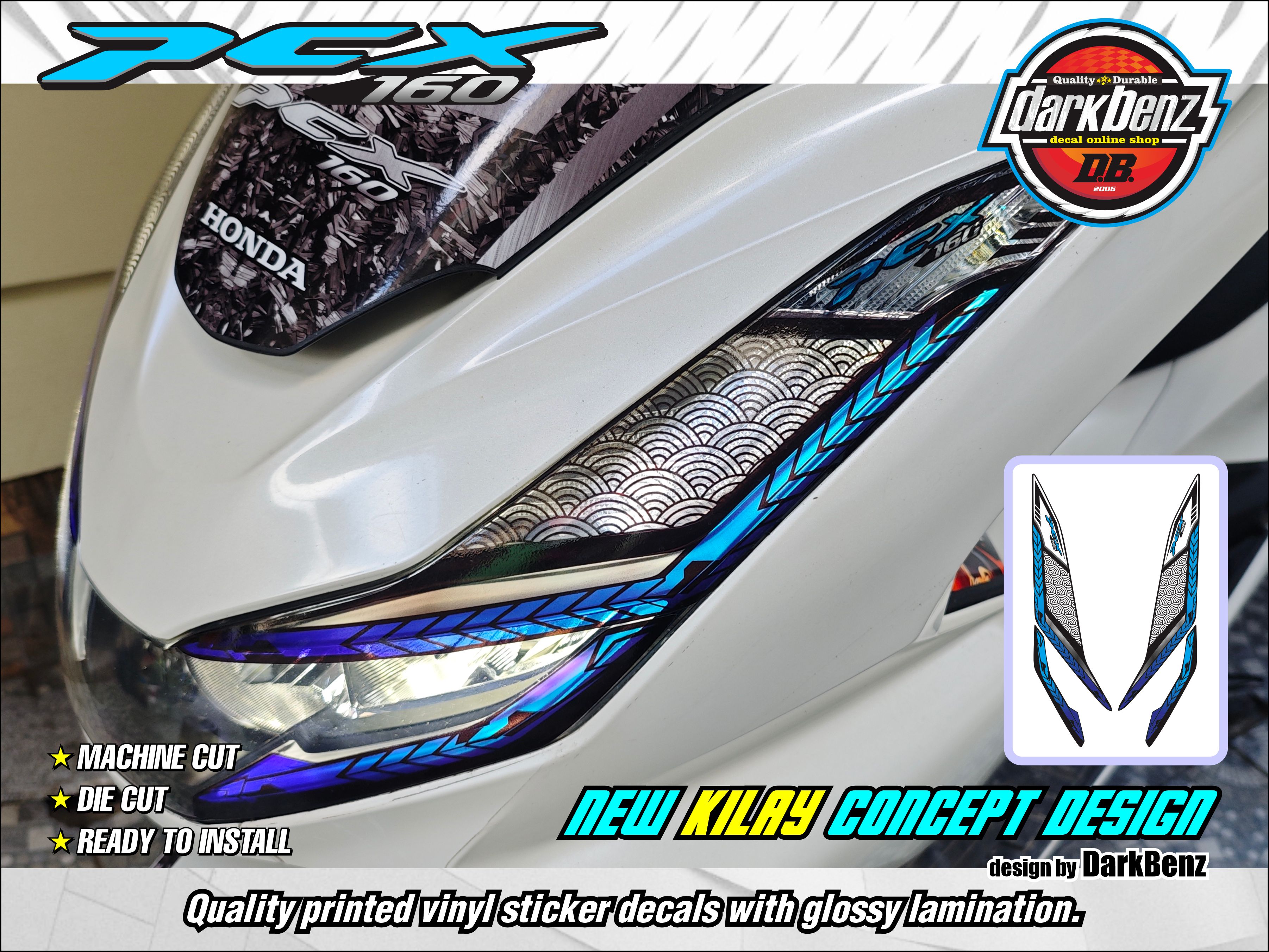 Honda PCX 160 New Kilay Transparent Clear Printed Sticker Decals ...