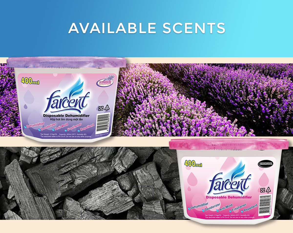 Farcent Disposable Dehumidifier - Charcoal Set of 2 (400ml each ...