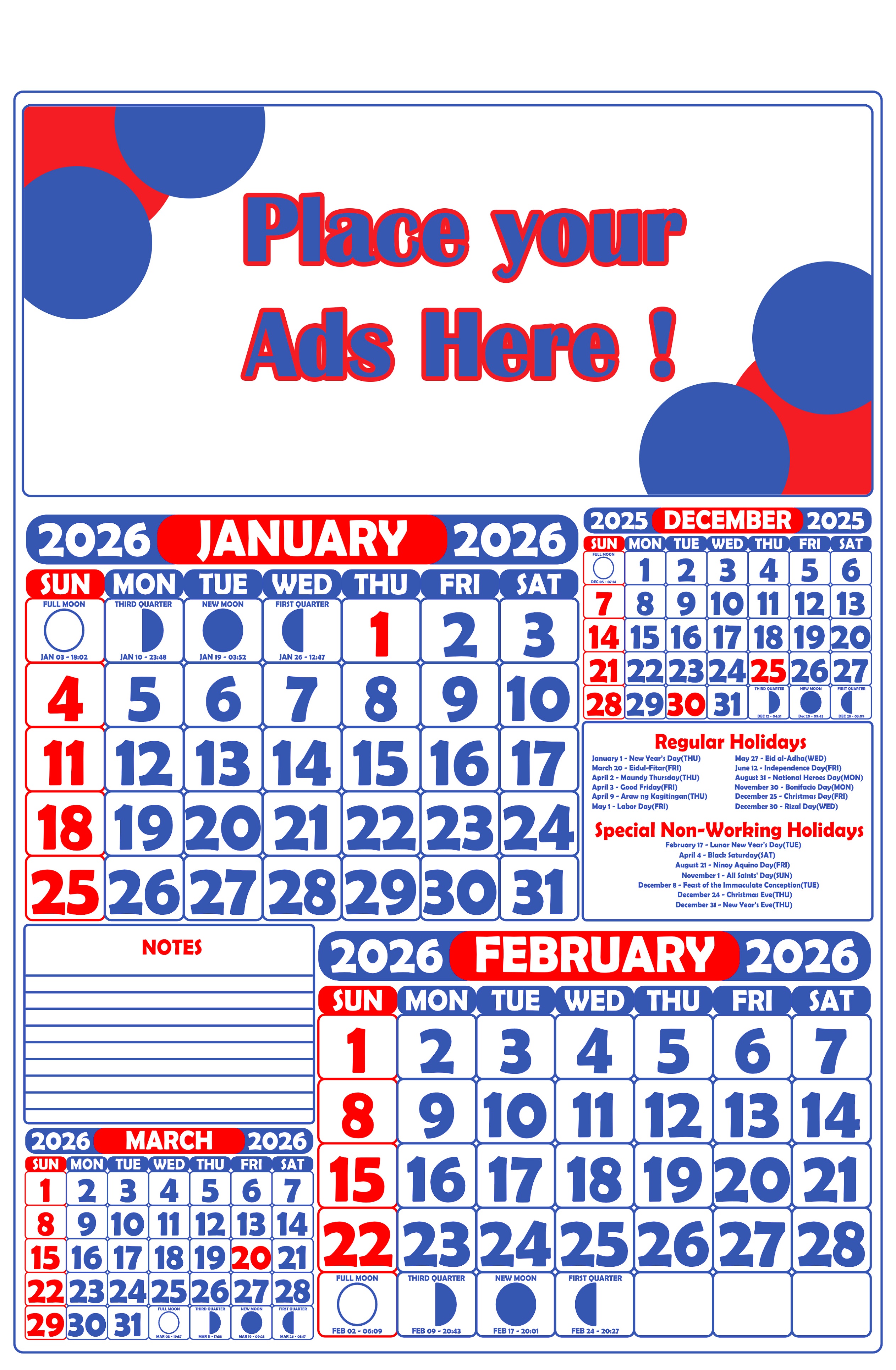 11 x 17 2026 Commercial Calendar Personalized a3 | Shopee Philippines