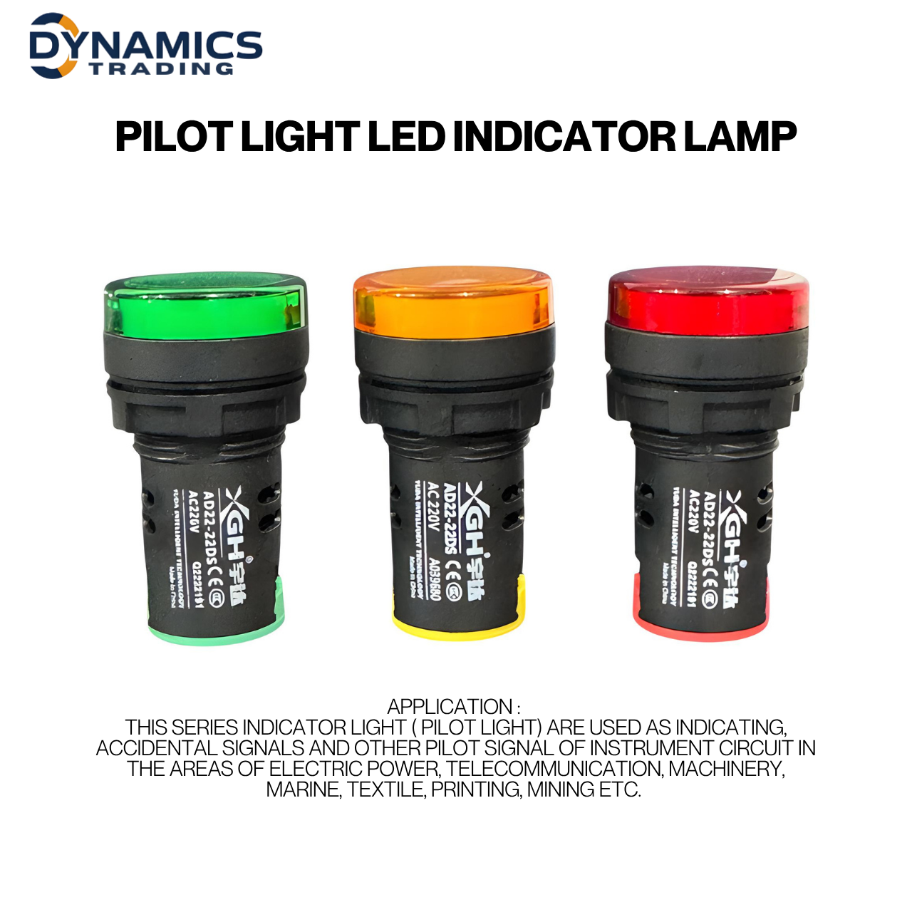 Pilot Light Pilot Lamp Indicator Light Brand: GH 22MM 220V LED Colors ...