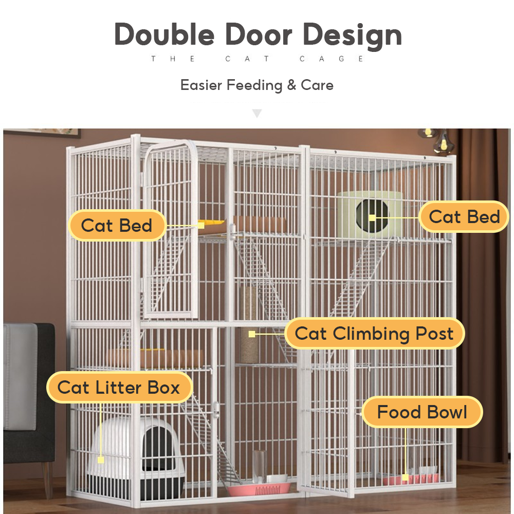 Large Space Cat Cage 4 Layer Large Platform Cage for Cat villa Easy ...